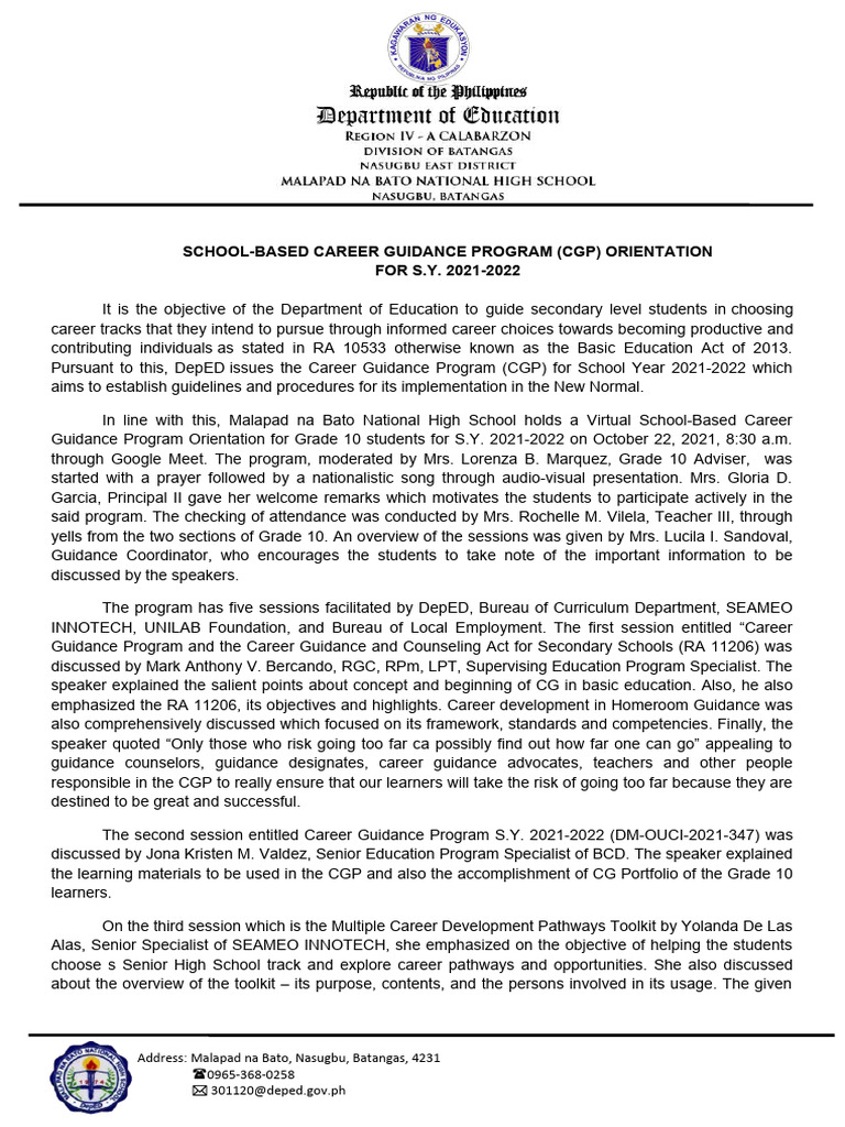 CGP Narrative Report | PDF | Learning | Behavior Modification