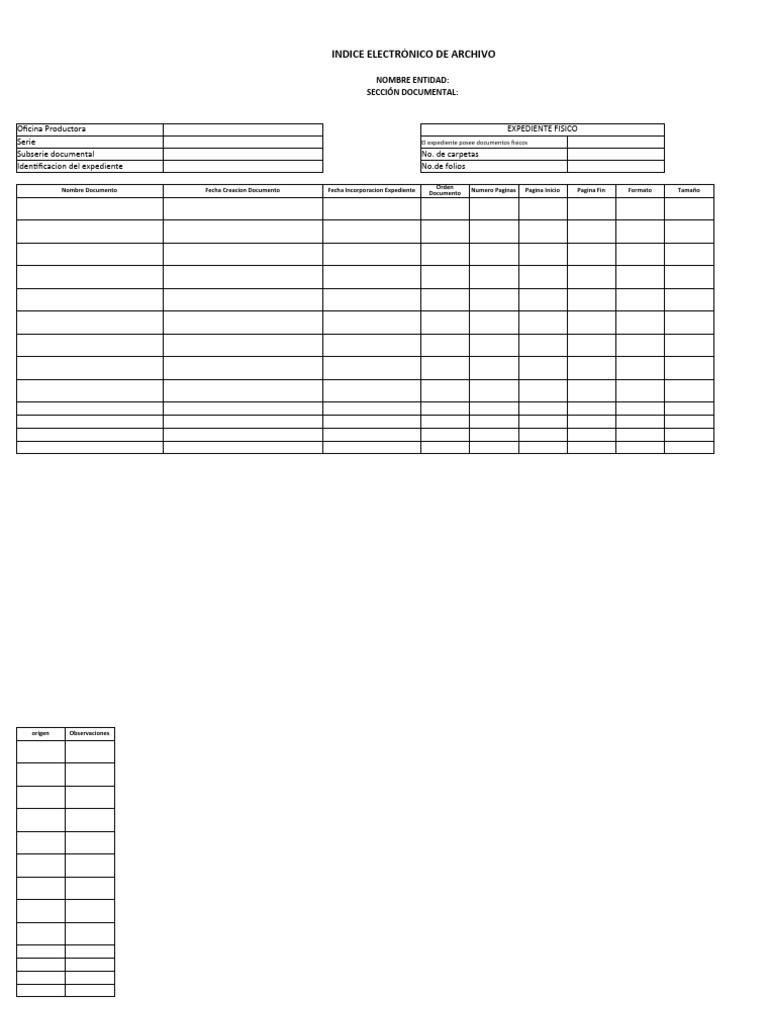 Formato Indice Electronico | PDF