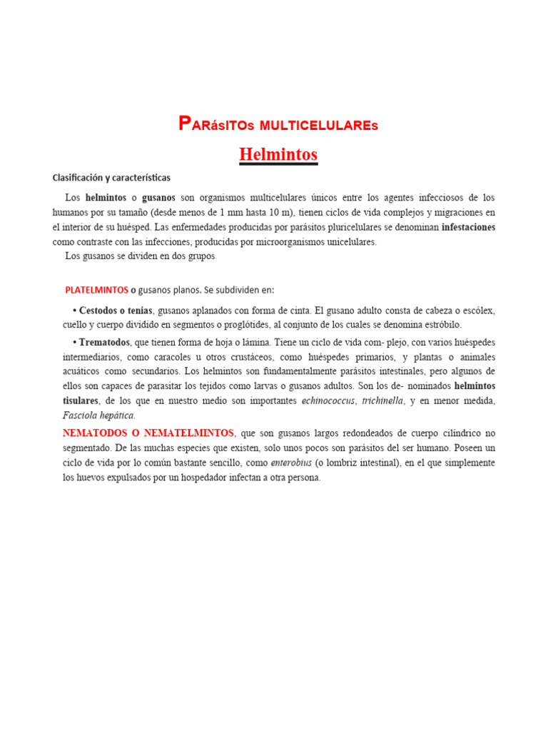 Paracitos Pluri y Uni | PDF | Especialidades Medicas | Medicina CLINICA