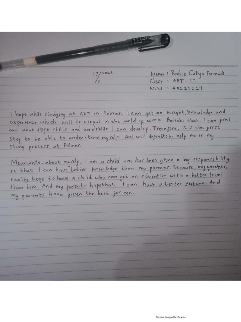 Basic Writing Test - Redite Cahyo Permadi - ABT-1C - 45221224 | PDF