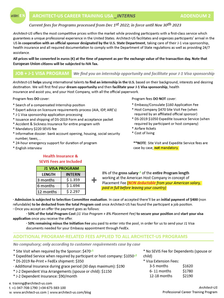 J-1 Visa & Internship Program USA | PDF | Cost Of Living | Economies