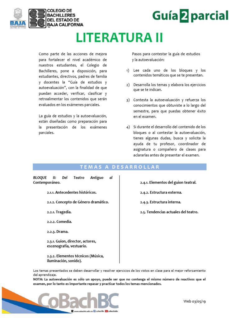 Guía de Estudio Segundo Parcial - Literatura II | PDF | Teatro
