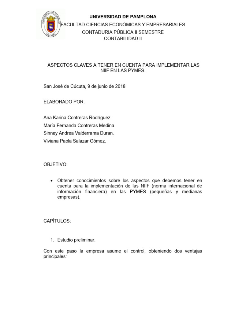 Informe Corto | PDF | normas internacionales de INFORMACION FINANCIERA ...