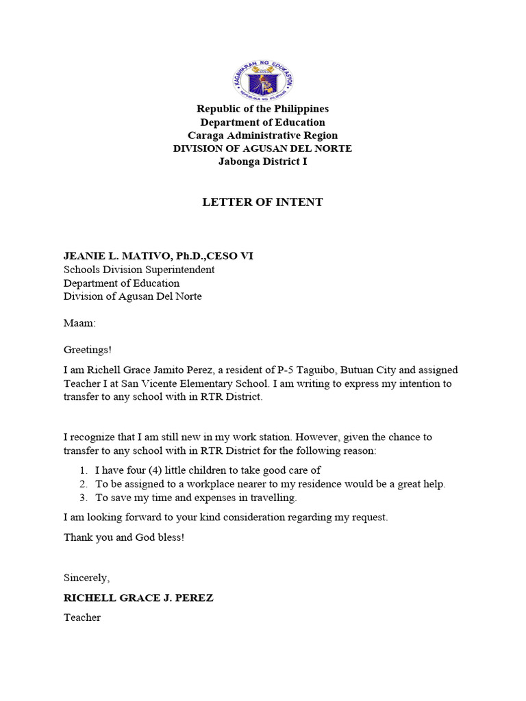 Letter of Intent 2 | PDF