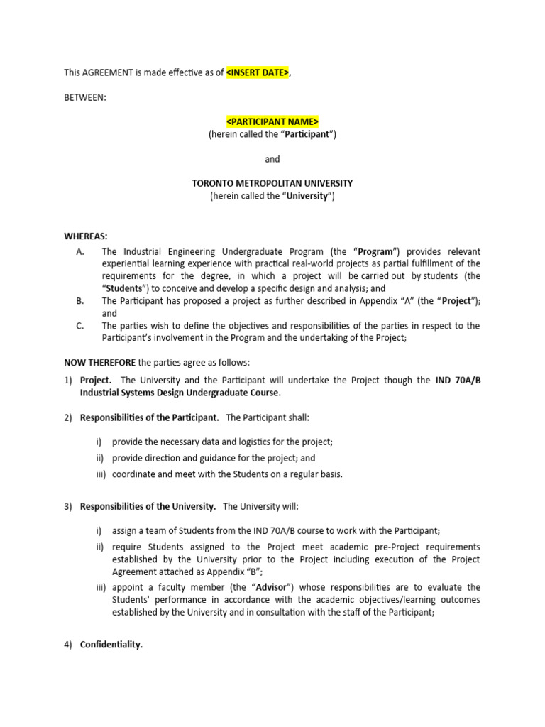 Non-Funding - Project Agreement - Capstone - Template - 2023 - 2024 ...