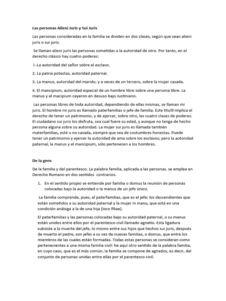 Clases de Personas en Derecho Romano | PDF | Roma antigua | Parentesco ...