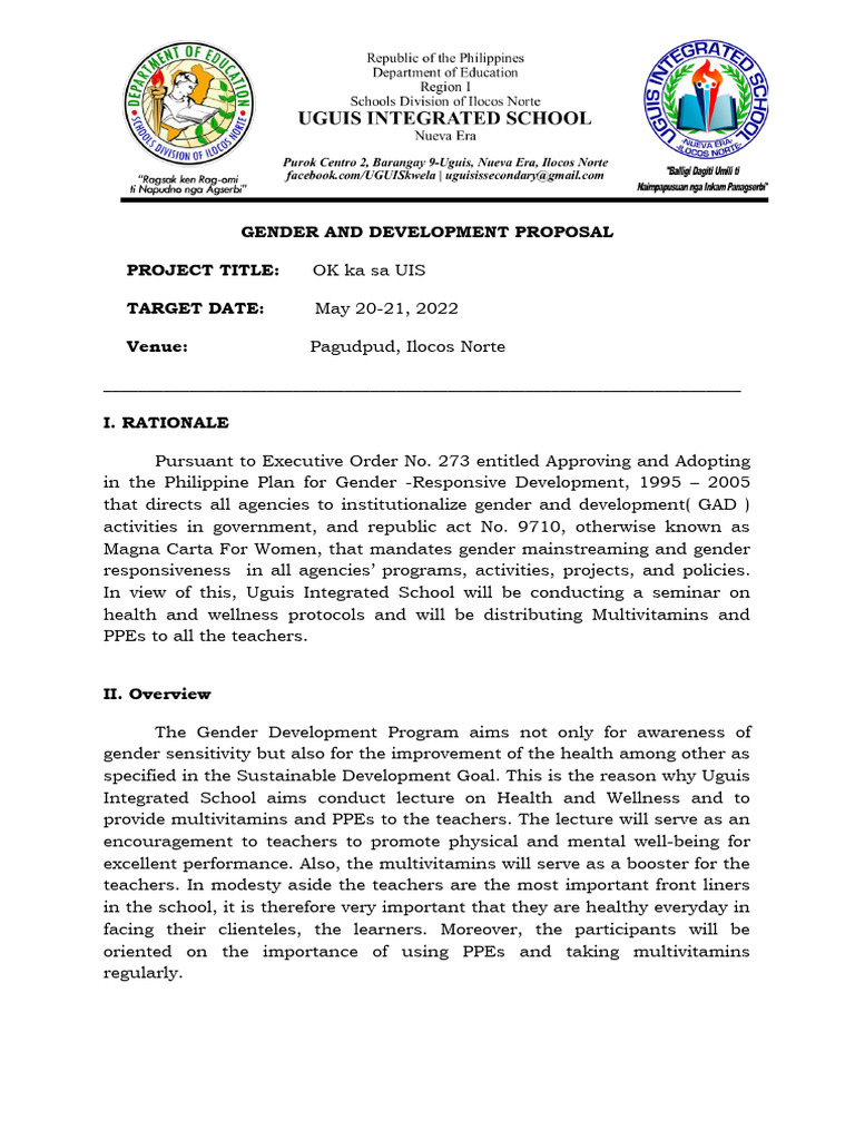 Gad Proposal | PDF | Gender And Development | Vitamin C