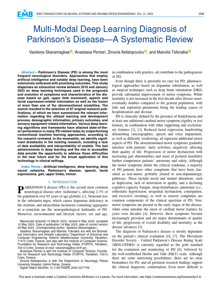 Multi-Modal Deep Learning Diagnosis of Parkinson's Disease-A Systematic ...