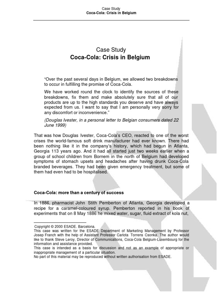 Case Study Coca-Cola | PDF | The Coca Cola Company | Coca Cola