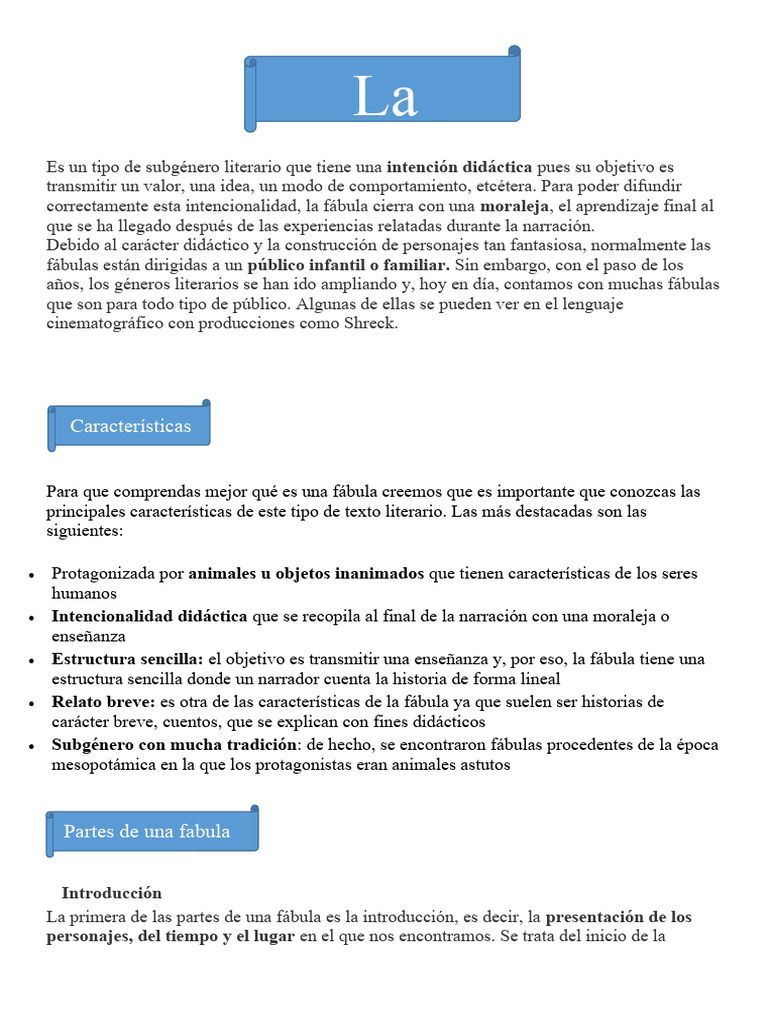 La Fabula Pdf Narración Fábula
