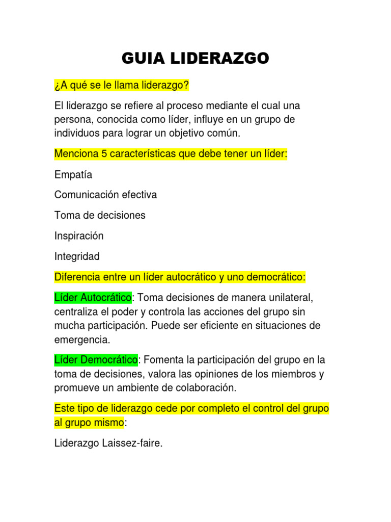 Guia Liderazgo | PDF | Liderazgo | Mediación