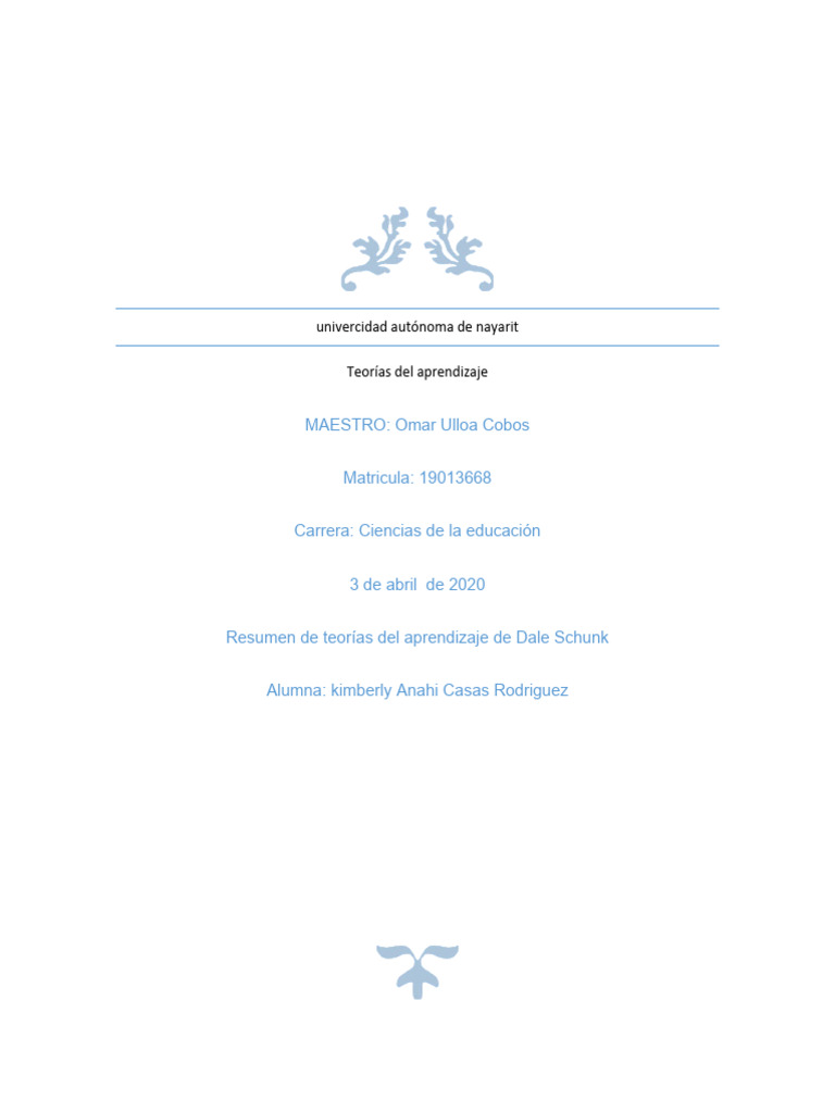 Teorias Del Aprendizaje Dale Schunk | PDF | Cerebro | Neurona