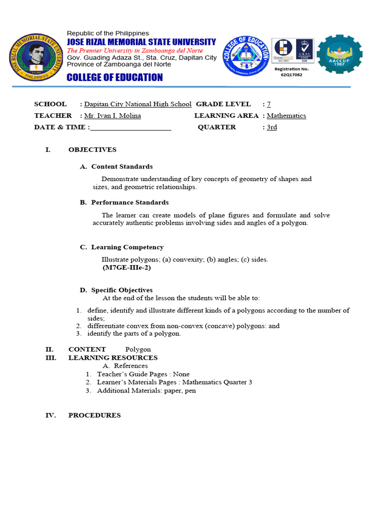 Lesson Plan Polygons | Download Free PDF | Polygon | Line (Geometry)