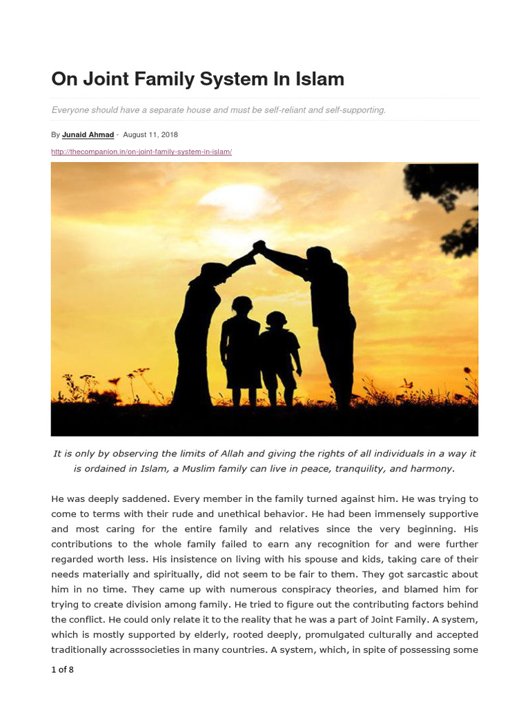 On Joint Family System in Islam | PDF | Family | Marriage