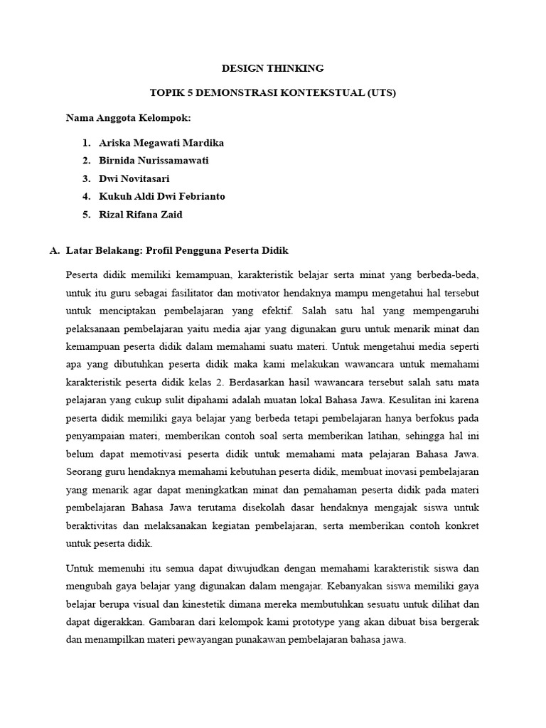 Uts Design Thinking | PDF | Karier & Perkembangan | Seni