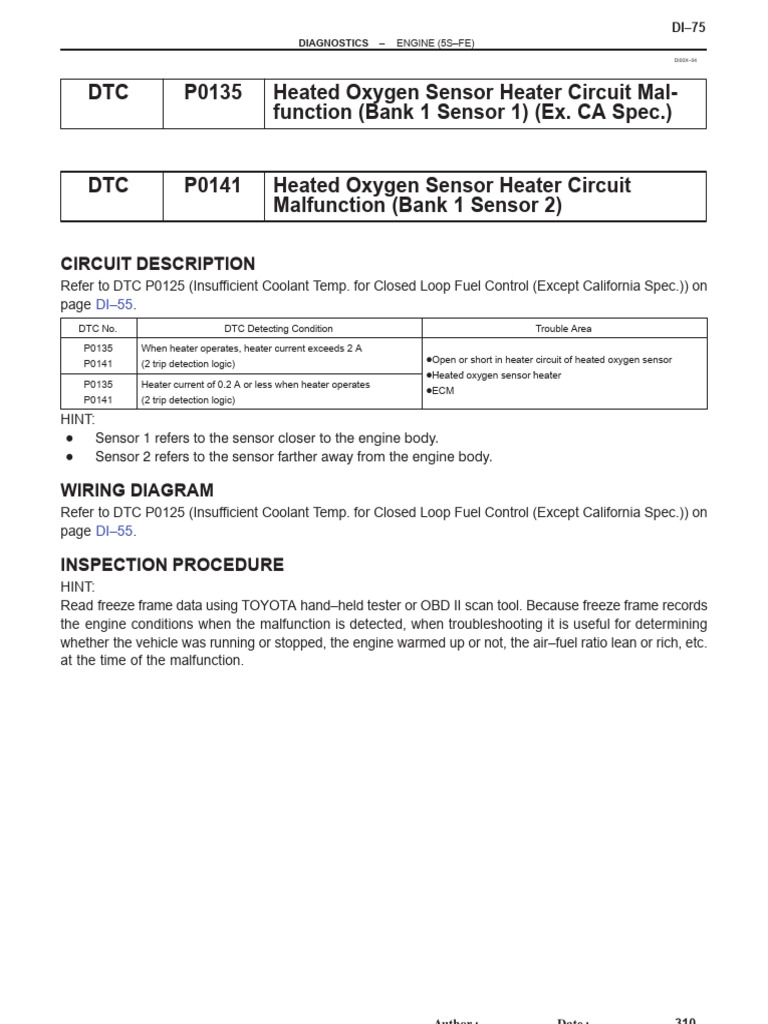 DTC P0135 and P0141 Diagnostics Guide | PDF | Systems Engineering ...