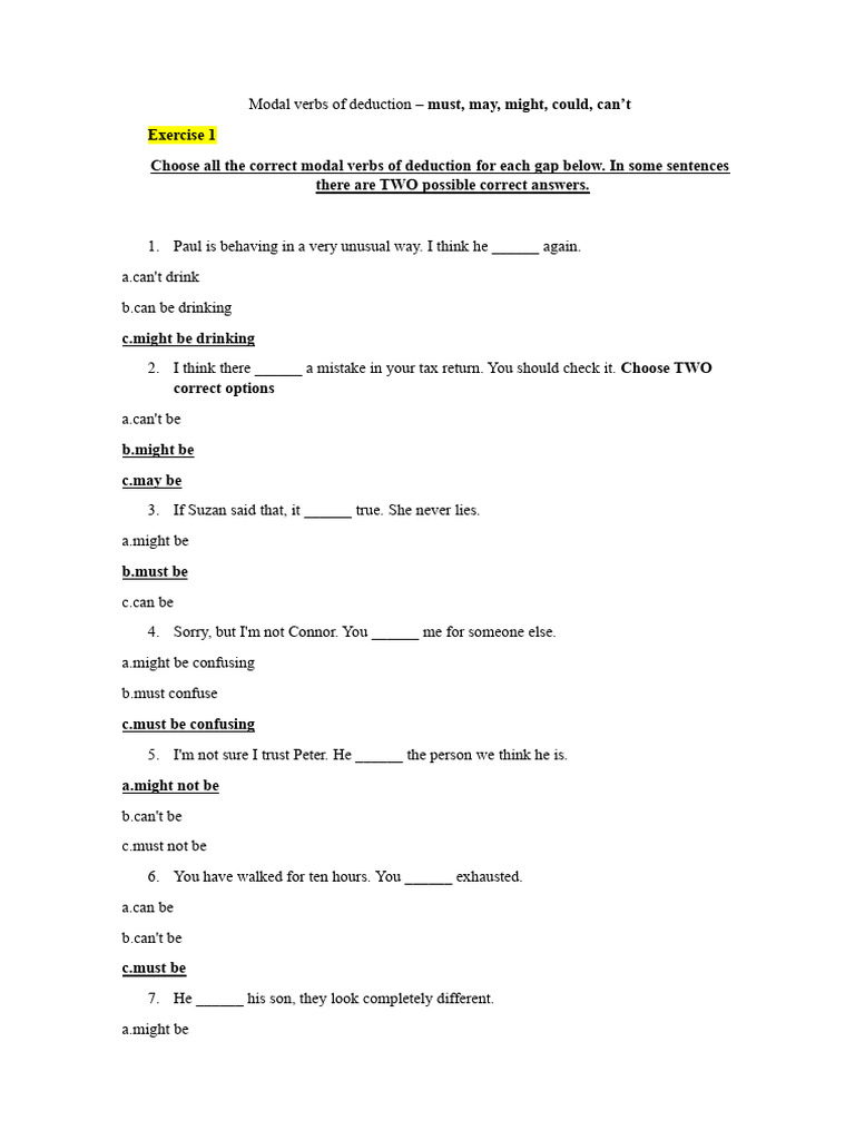 Modal Verbs of Deduction | PDF