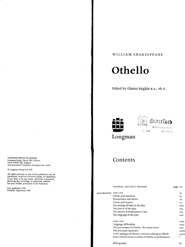 Introduction - To.othello New - Swan.Shakespeare | PDF | Othello | Iago