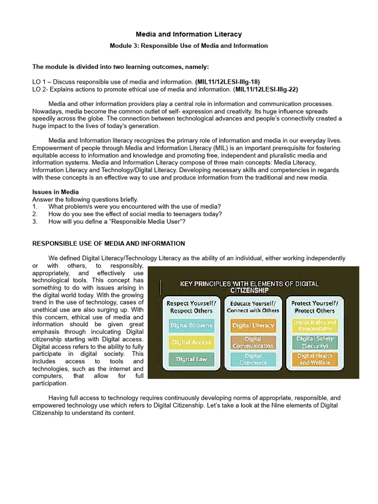 Module 3: Responsible Use of Media and Information | Download Free PDF ...