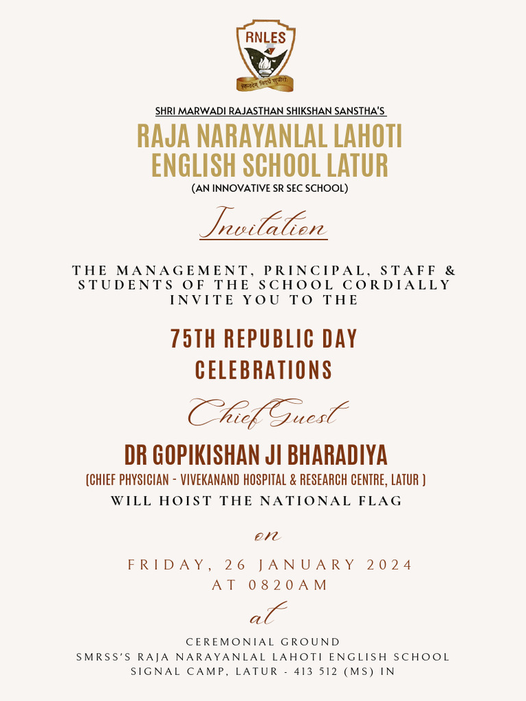 75th Republic Day Invitation 2024 | PDF