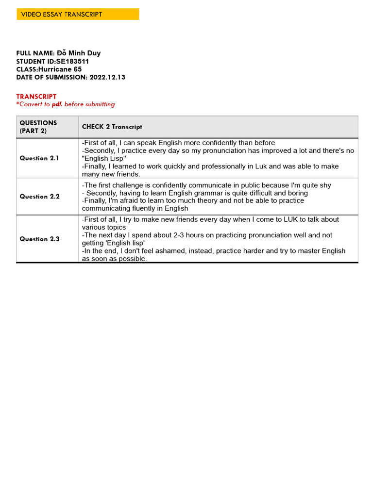 6-Hurricane 65-Do Minh Duy-SE183511-Check 2 Transcript | PDF