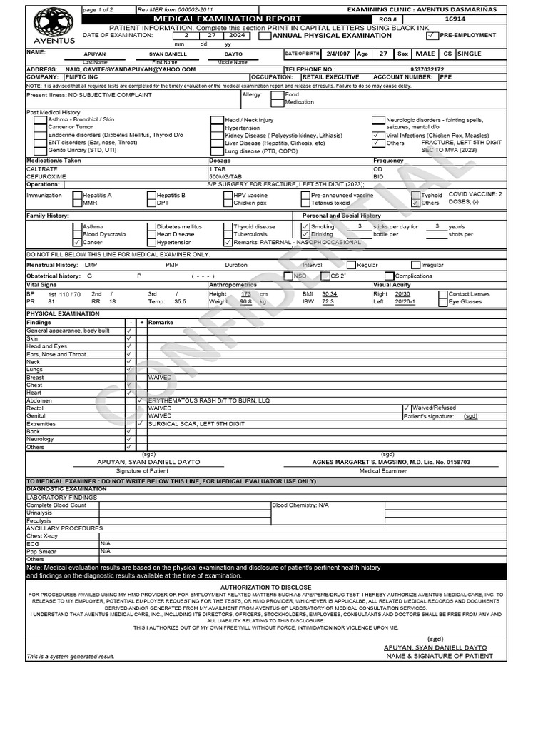 System Generated Mer | PDF | Physical Examination | Hepatitis