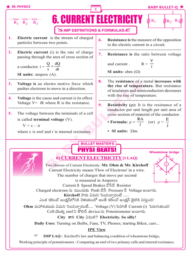 6 Current Electricity | PDF | Electric Current | Electrical Resistance And Conductance