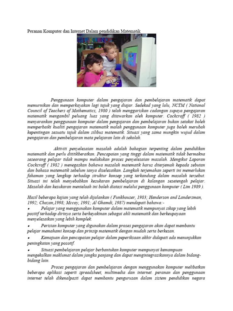 Peranan Komputer Dan Internet Dalam Pendidikan Matematik | PDF