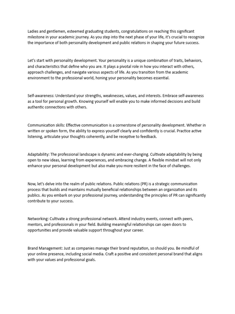 Lecture About Personal Development | PDF | Communication | Public Relations