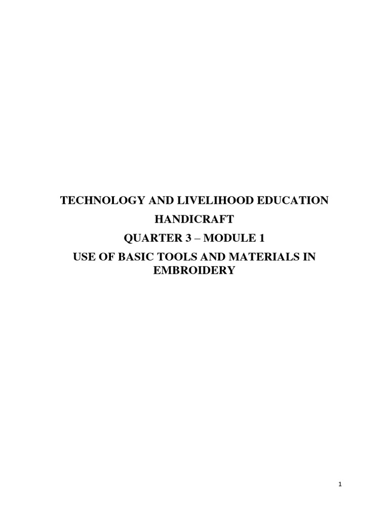 Technology and Livelihood Education Handicraft Quarter 3 - Module 1 Use ...