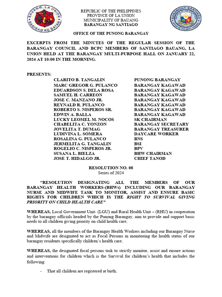 Reso No. 08 | PDF | Health Sciences | Health Care