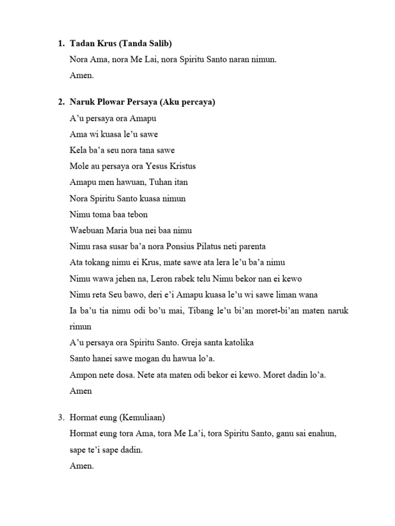 Doa Bahasa Sikka | PDF | Seni & Disiplin Bahasa