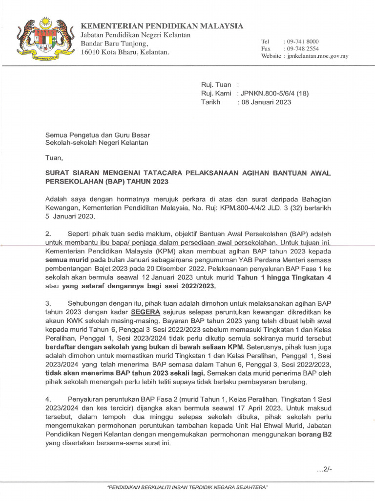 Bil 18. Surat Pelaksanaan BAP 2023 Dan Pindaan SPK | PDF