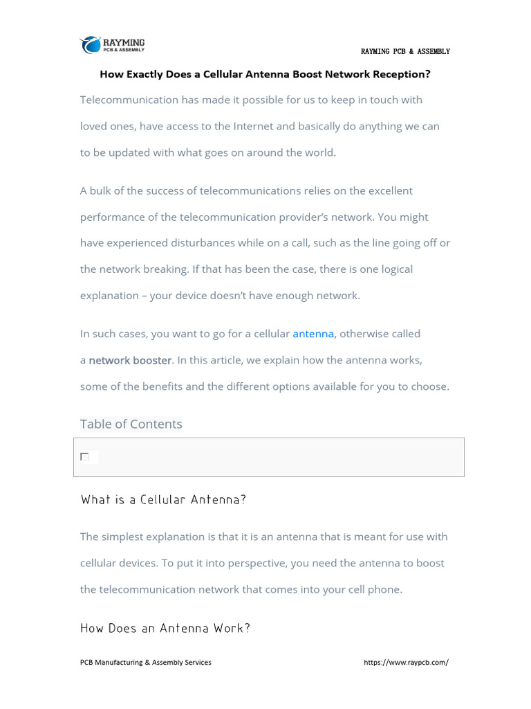 How Exactly Does A Cellular Antenna Boost Network Reception | PDF | Cellular Network | Antenna ...