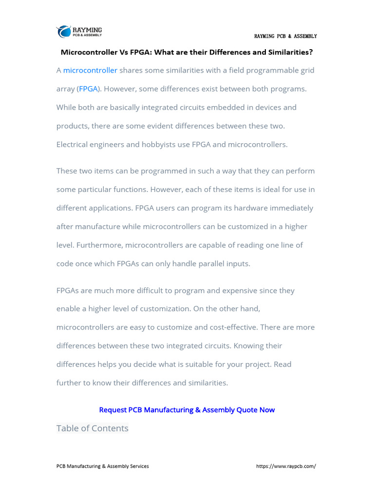 Microcontroller Vs FPGA What Are Their Differences and Similarities ...