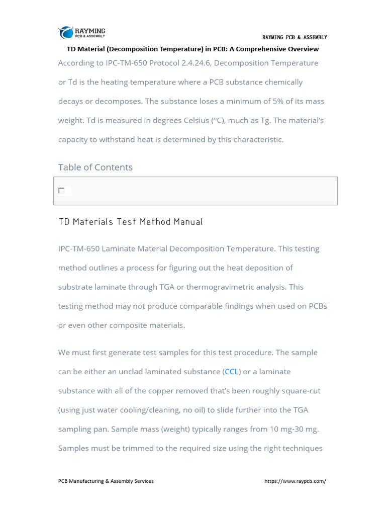 TD Material (Decomposition Temperature) in PCB A Comprehensive Overview ...