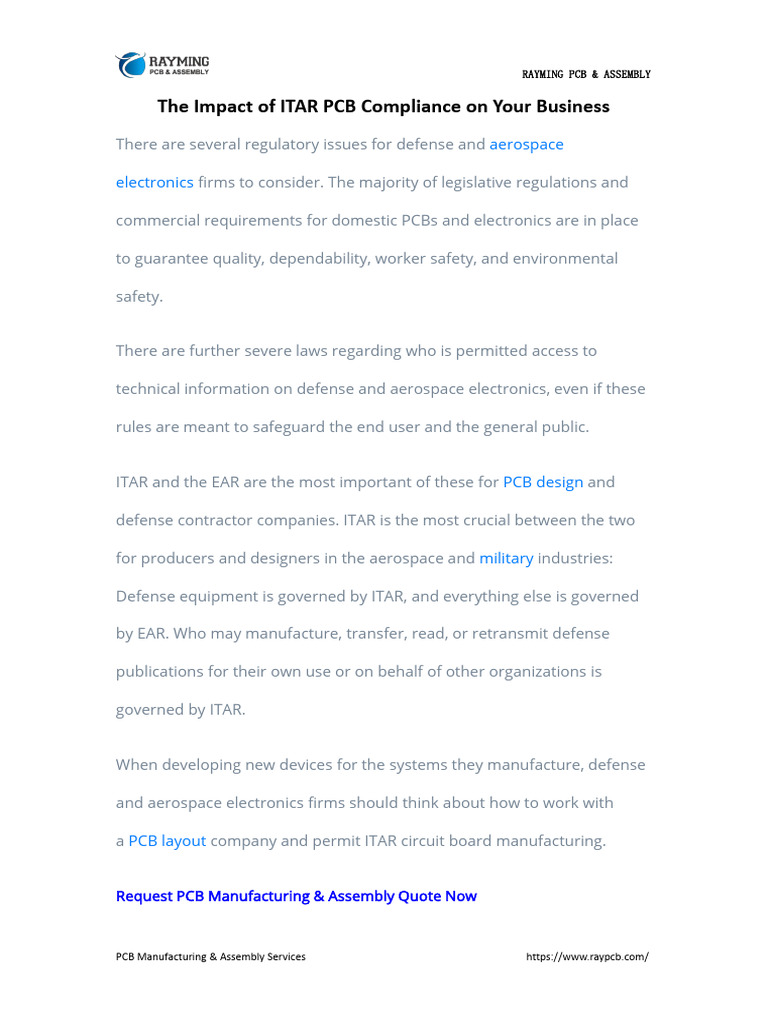 The Impact of ITAR PCB Compliance On Your Business | PDF | Printed ...
