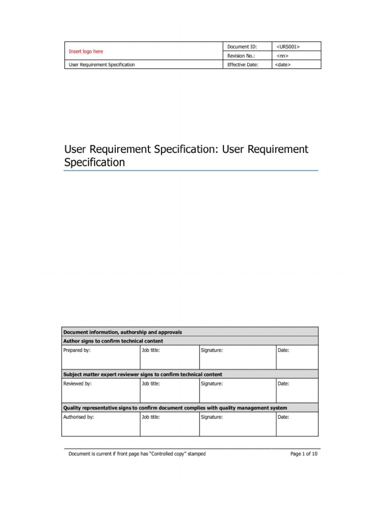 URS Sample | PDF