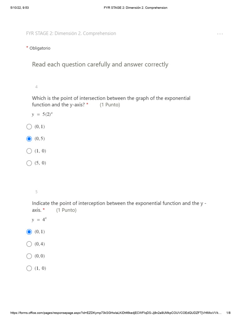 1FYR STAGE 2 - Dimensión 2. Comprehension | PDF | Cartesian Coordinate ...
