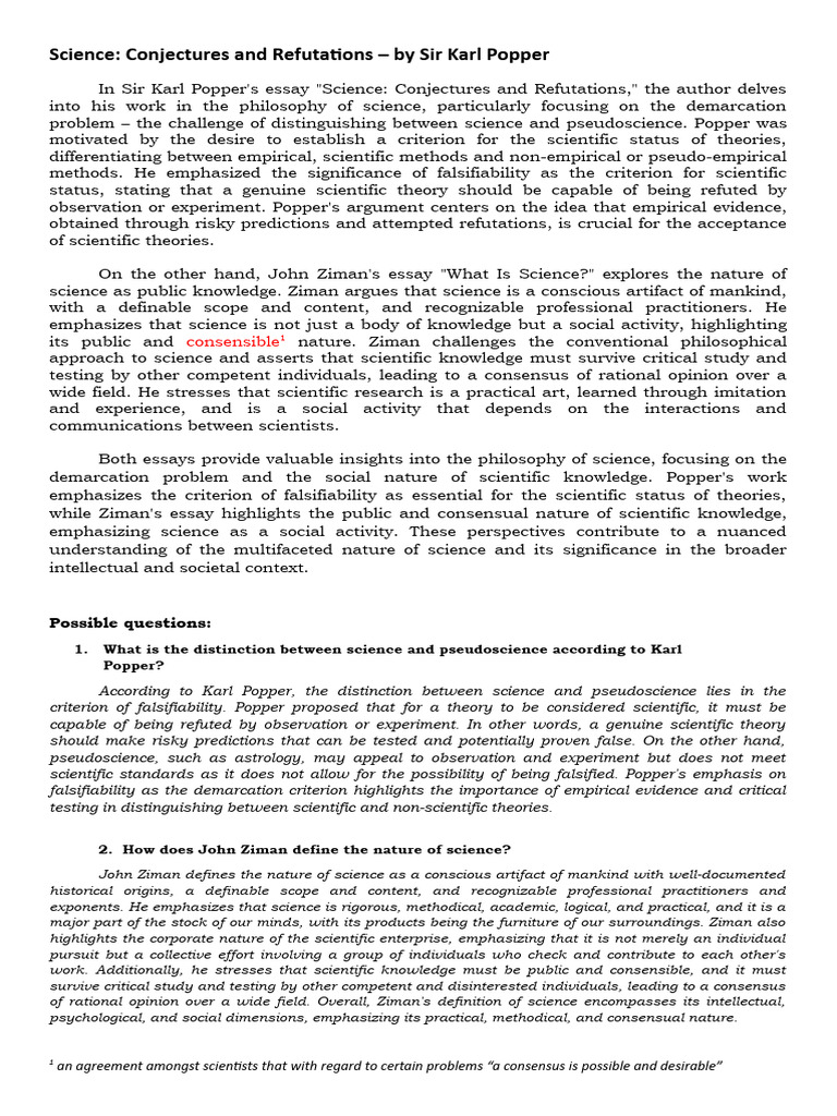 Sir Karl Popper Reading Explained ARC 011624 | PDF | Science | Karl Popper