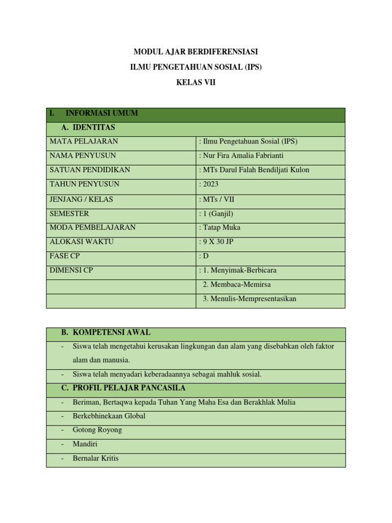 Modul Ajar Berdiferensiasi | PDF | Seni & Disiplin Bahasa