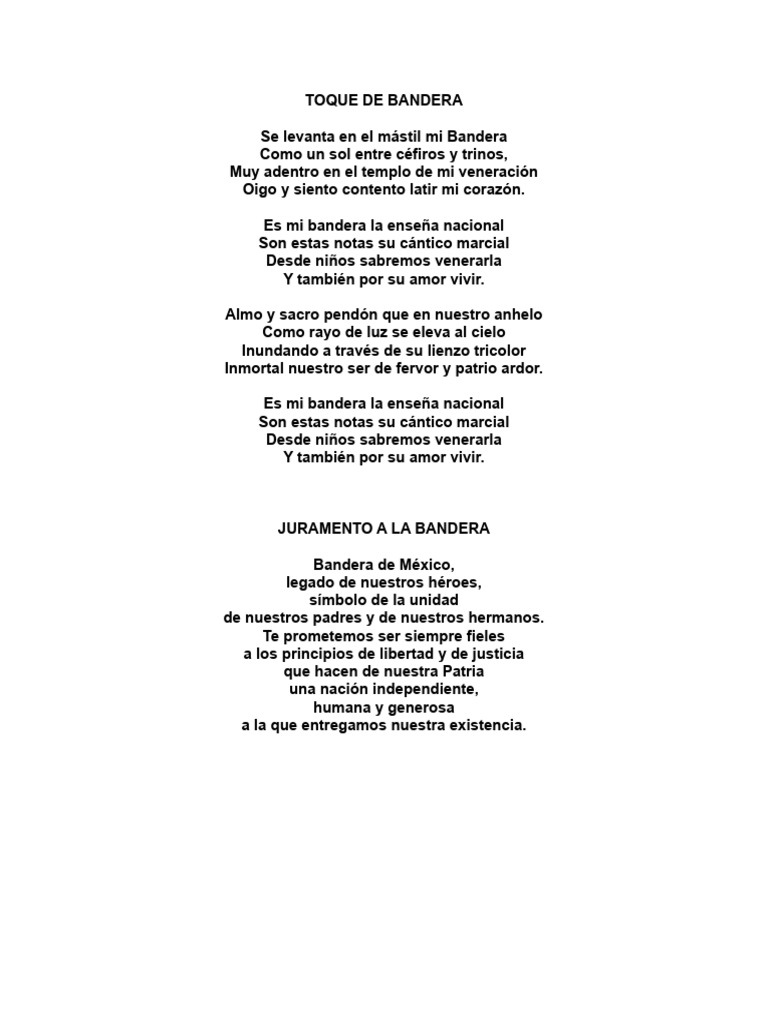 "Himno y Juramento a la Bandera Mexicana" | PDF | Información del ...