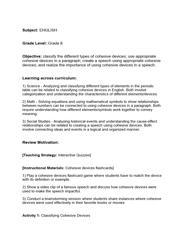 Mastering Cohesive Devices in English | PDF | Mathematics | Rubric ...