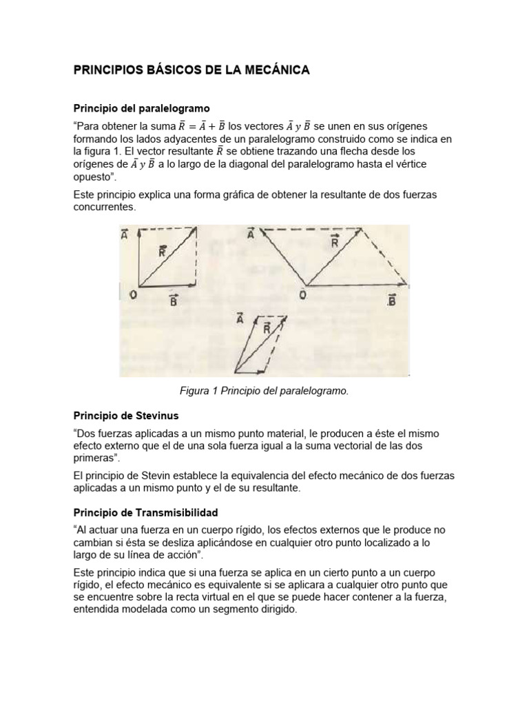 Principios Basicos Mecanica | PDF | Fuerza | Vector Euclidiano
