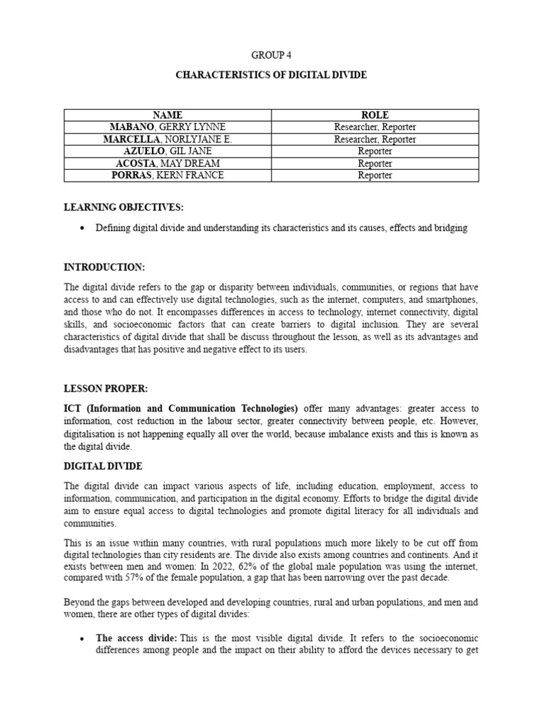 Gened10 Digital Divide Pdf Information And Communications