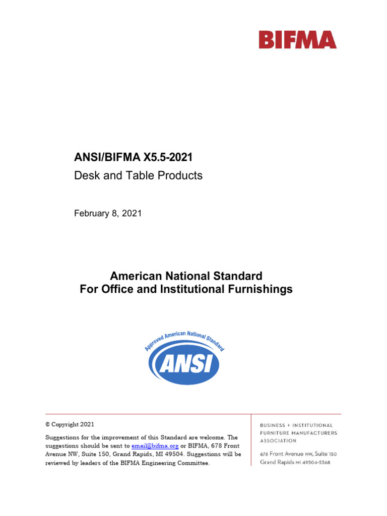 Ansi Bifma X5.5-2021 | PDF