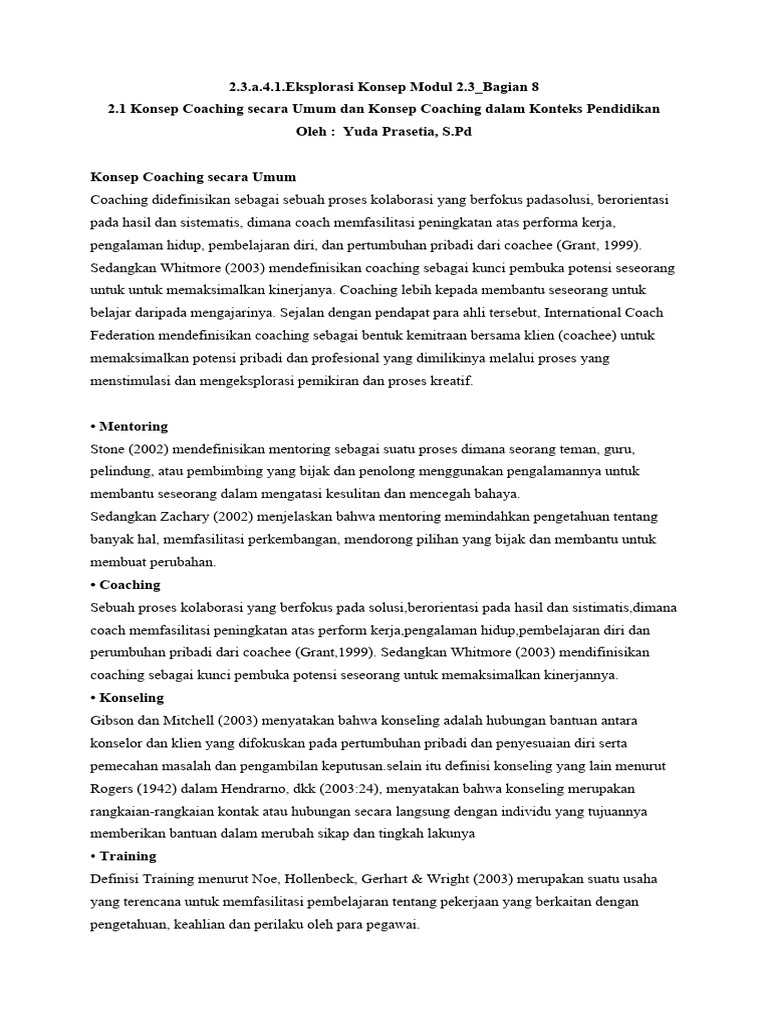 Eksplorasi Konsep Modul 2.3 - 2.1 Konsep Coaching | PDF | Karier & Perkembangan