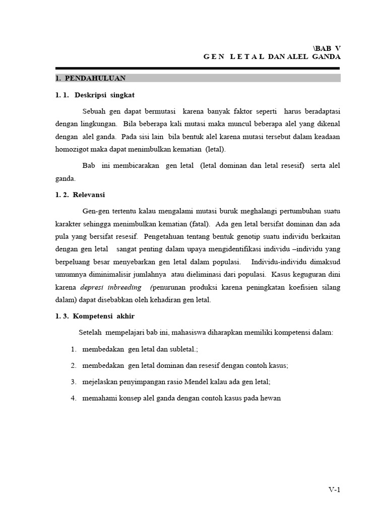 bab V Gen Letal Danalel Ganda 1. Pendahuluan 1. 1. Deskripsi Singkat | PDF
