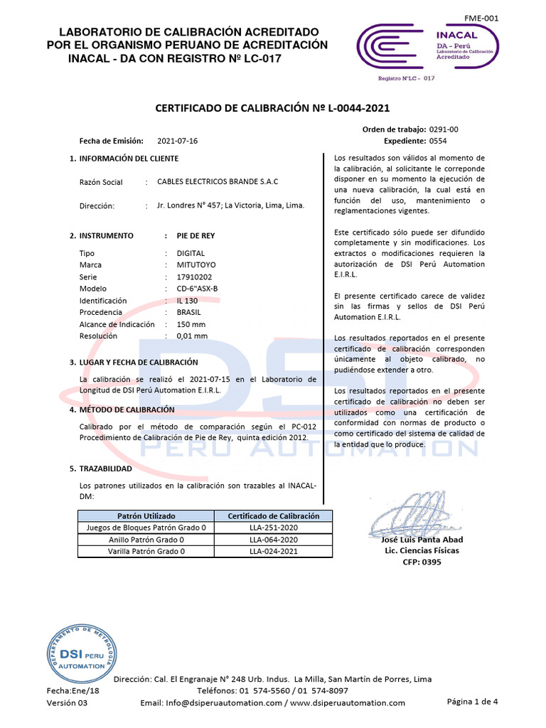 Pie De Rey Mitutoyo IL 130 Descargar Gratis PDF Calibraci n