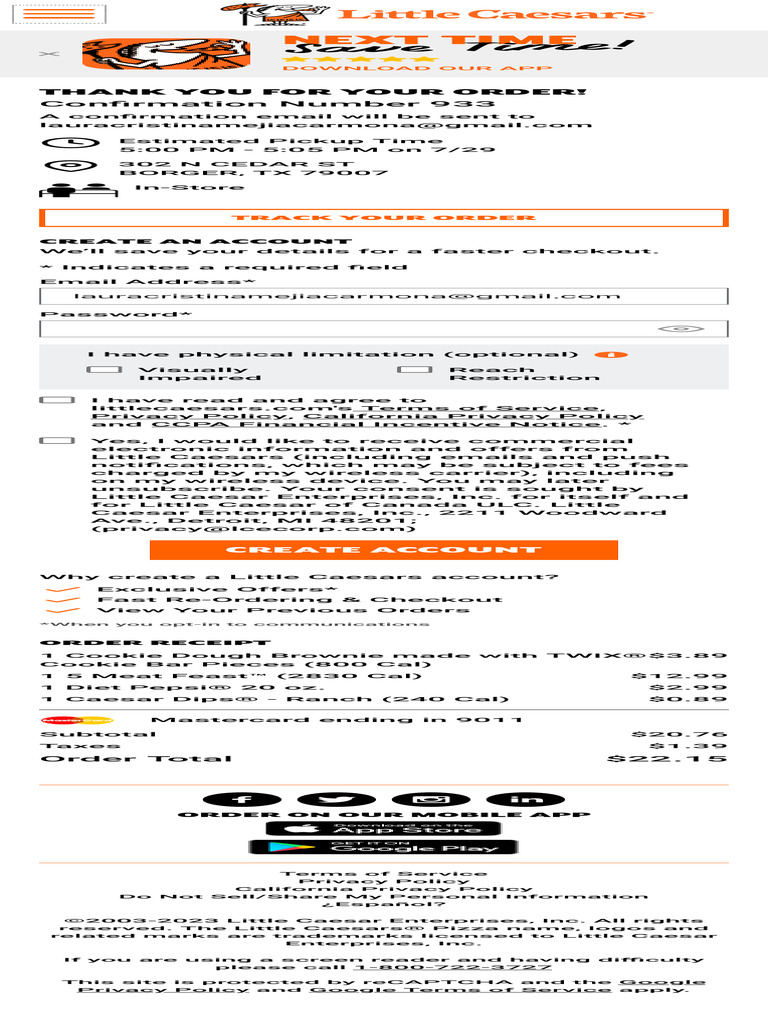 Little Caesars Order Confirmation | PDF | Computing | Information ...
